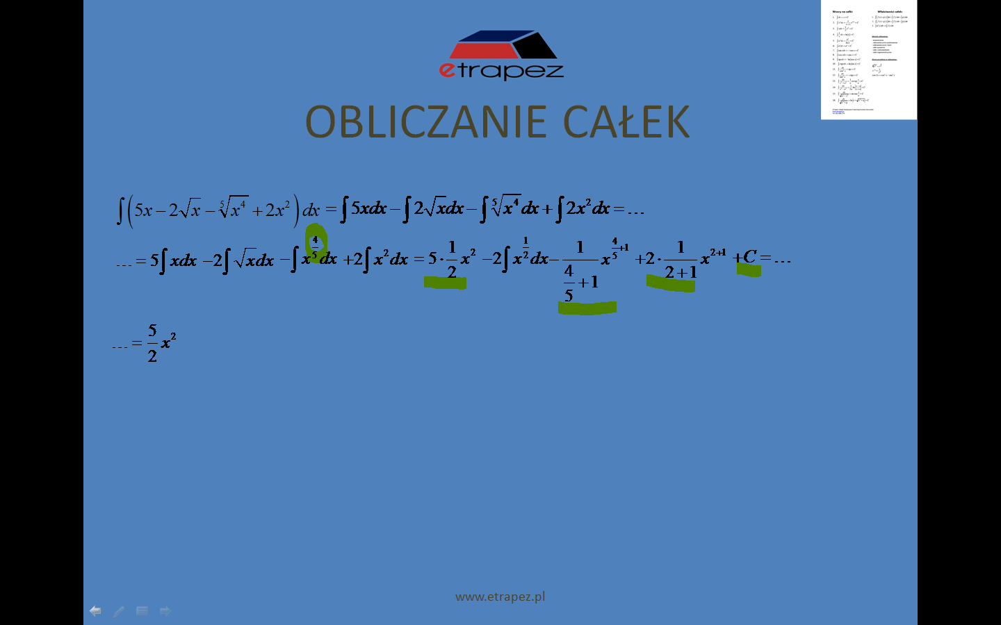 Lekcja 1 - Wprowadzenie do całek. Całki bezpośrednie i elementarne ...